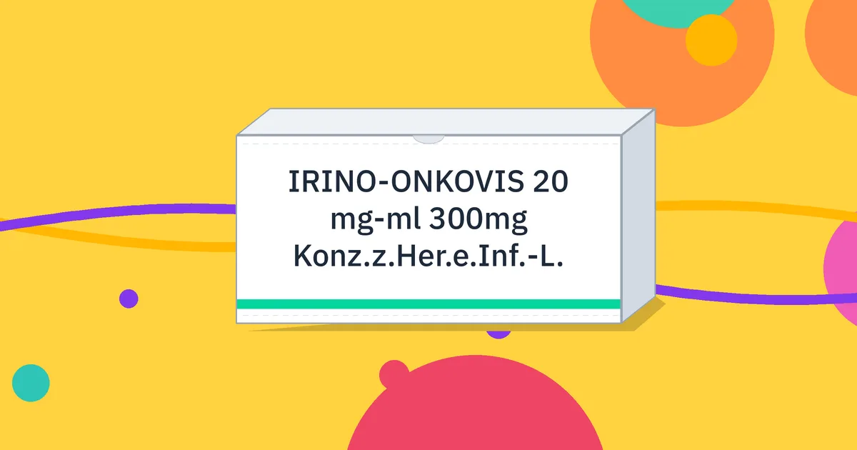 Symbolbild: Packung mit der Aufschrift IRINO-ONKOVIS 20 mg-ml 300mg Konz.z.Her.e.Inf.-L. (PZN 11852982) – Verfügbarkeit und Bezug in Apotheken in Frankfurt am Main