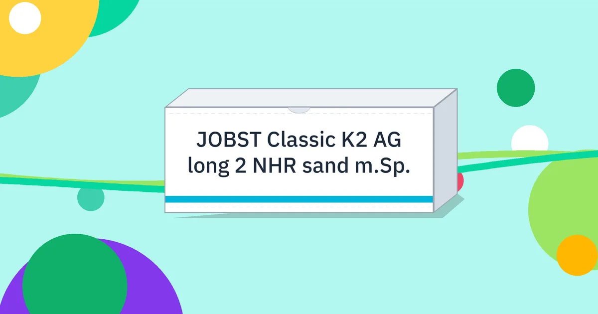 Symbolbild: Packung mit der Aufschrift JOBST Classic K2 AG long 2 NHR sand m.Sp. (PZN 10726749) – Verfügbarkeit und Bezug in Apotheken in Frankfurt am Main