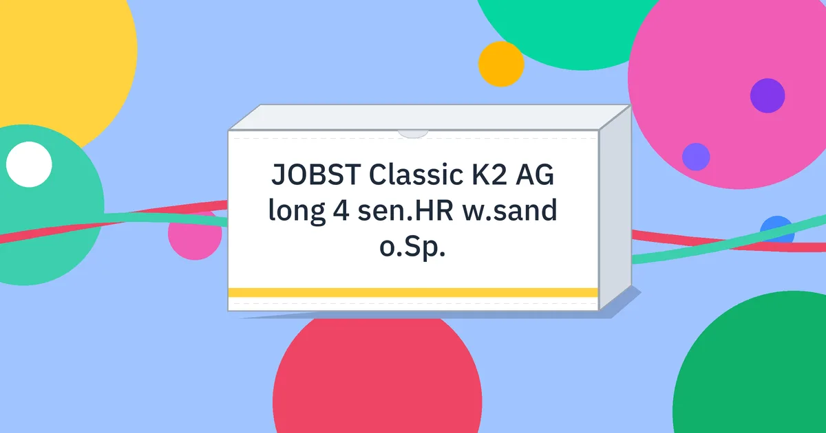 Symbolbild: Packung mit der Aufschrift JOBST Classic K2 AG long 4 sen.HR w.sand o.Sp. (PZN 17959540) – Verfügbarkeit und Bezug in Apotheken in Frankfurt am Main