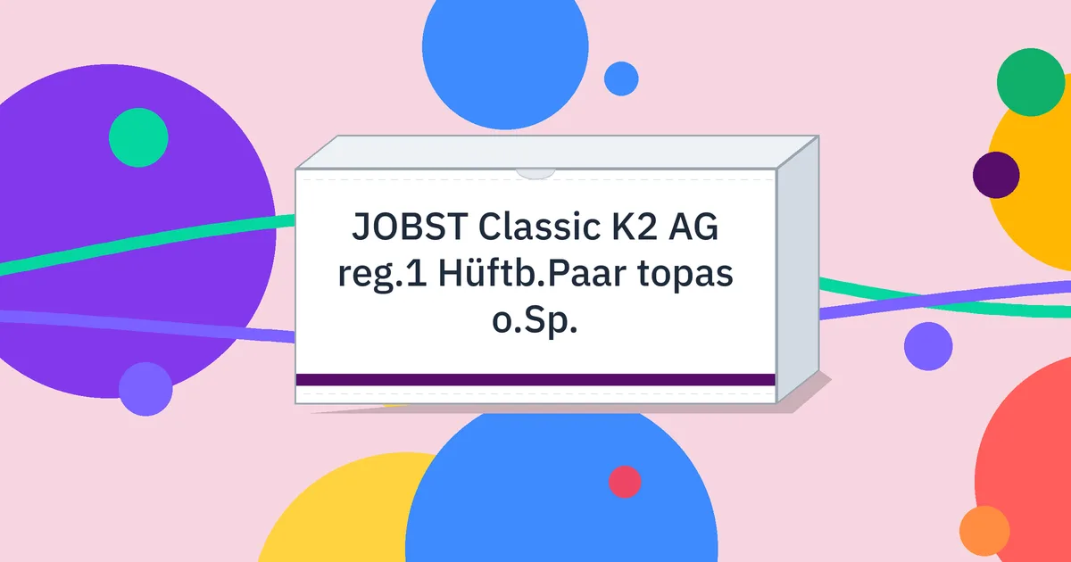 Symbolbild: Packung mit der Aufschrift JOBST Classic K2 AG reg.1 Hüftb.Paar topas o.Sp. (PZN 13066897) – Verfügbarkeit und Bezug in Apotheken in Frankfurt am Main
