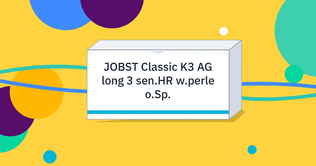 Symbolbild: Packung mit der Aufschrift JOBST Classic K3 AG long 3 sen.HR w.perle o.Sp. (PZN 17958339) – Verfügbarkeit und Bezug in Apotheken in Frankfurt am Main