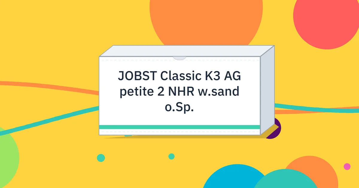 Symbolbild: Packung mit der Aufschrift JOBST Classic K3 AG petite 2 NHR w.sand o.Sp. (PZN 13073101) – Verfügbarkeit und Bezug in Apotheken in Frankfurt am Main