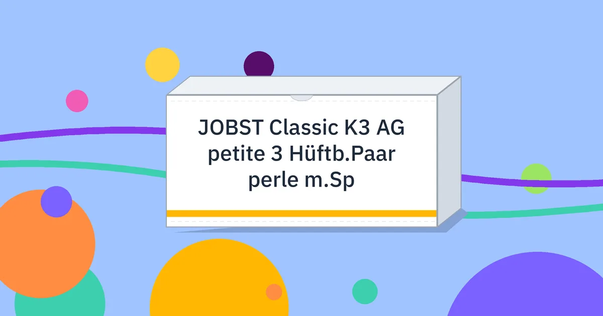 Symbolbild: Packung mit der Aufschrift JOBST Classic K3 AG petite 3 Hüftb.Paar perle m.Sp (PZN 13074572) – Verfügbarkeit und Bezug in Apotheken in Frankfurt am Main