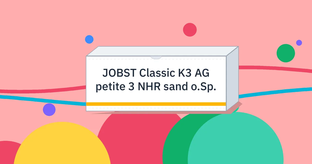 Symbolbild: Packung mit der Aufschrift JOBST Classic K3 AG petite 3 NHR sand o.Sp. (PZN 13072923) – Verfügbarkeit und Bezug in Apotheken in Frankfurt am Main