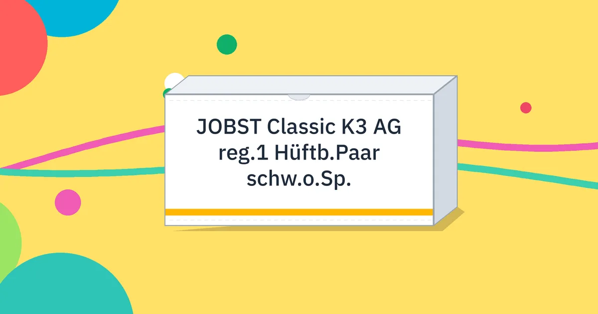 Symbolbild: Packung mit der Aufschrift JOBST Classic K3 AG reg.1 Hüftb.Paar schw.o.Sp. (PZN 13076128) – Verfügbarkeit und Bezug in Apotheken in Frankfurt am Main