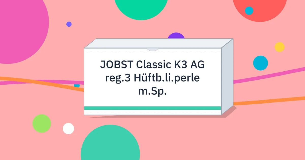 Symbolbild: Packung mit der Aufschrift JOBST Classic K3 AG reg.3 Hüftb.li.perle m.Sp. (PZN 13075318) – Verfügbarkeit und Bezug in Apotheken in Frankfurt am Main