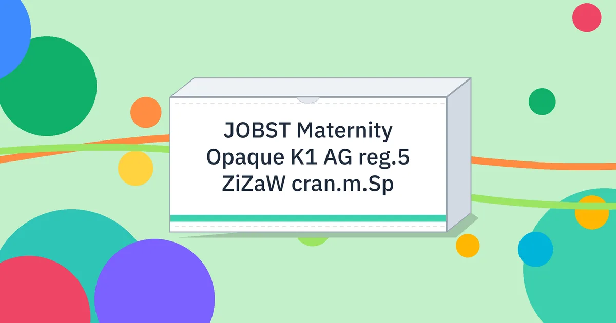 Symbolbild: Packung mit der Aufschrift JOBST Maternity Opaque K1 AG reg.5 ZiZaW cran.m.Sp (PZN 15857172) – Verfügbarkeit und Bezug in Apotheken in Frankfurt am Main