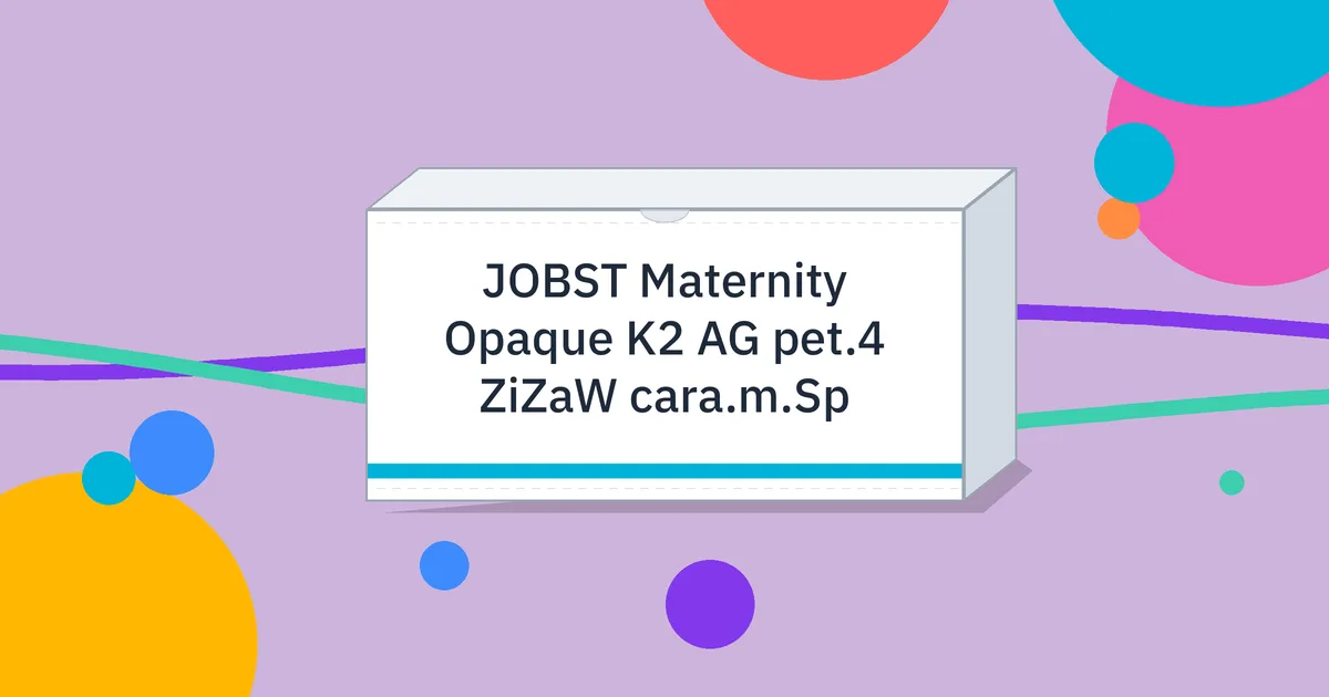 Symbolbild: Packung mit der Aufschrift JOBST Maternity Opaque K2 AG pet.4 ZiZaW cara.m.Sp (PZN 15851583) – Verfügbarkeit und Bezug in Apotheken in Frankfurt am Main