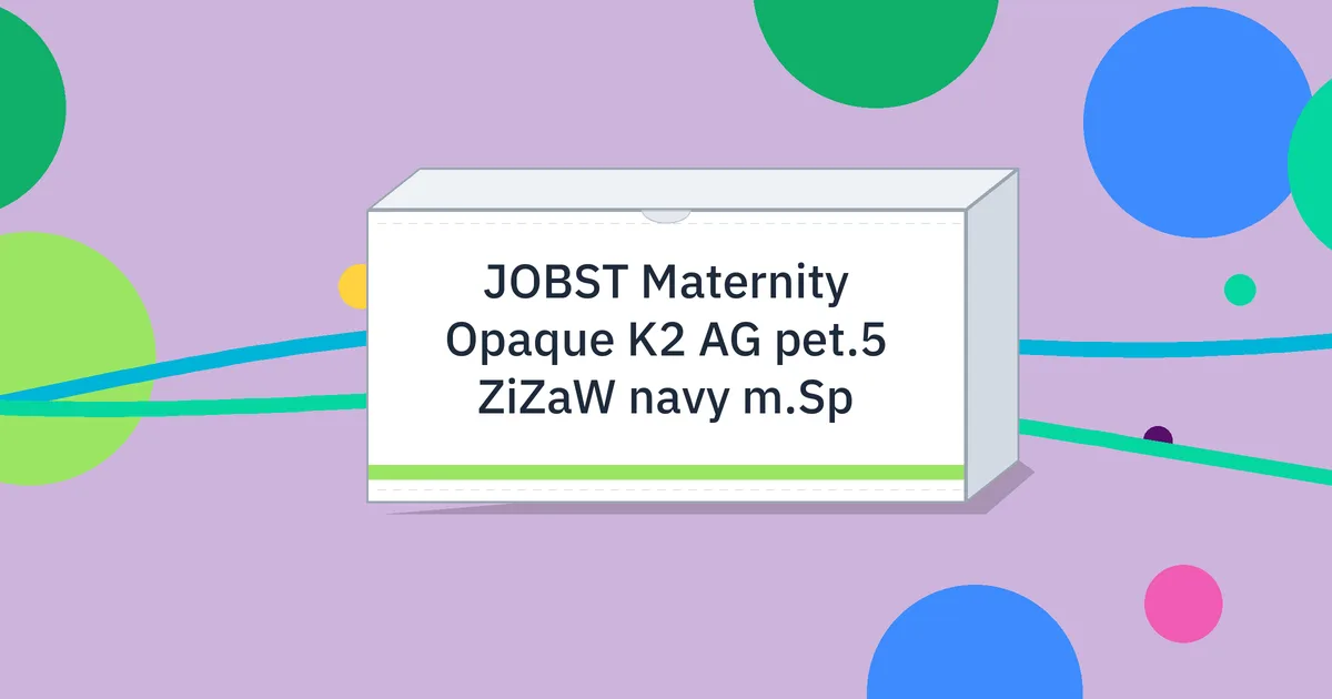Symbolbild: Packung mit der Aufschrift JOBST Maternity Opaque K2 AG pet.5 ZiZaW navy m.Sp (PZN 15860990) – Verfügbarkeit und Bezug in Apotheken in Frankfurt am Main