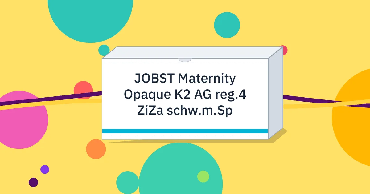 Symbolbild: Packung mit der Aufschrift JOBST Maternity Opaque K2 AG reg.4 ZiZa schw.m.Sp (PZN 15853487) – Verfügbarkeit und Bezug in Apotheken in Frankfurt am Main