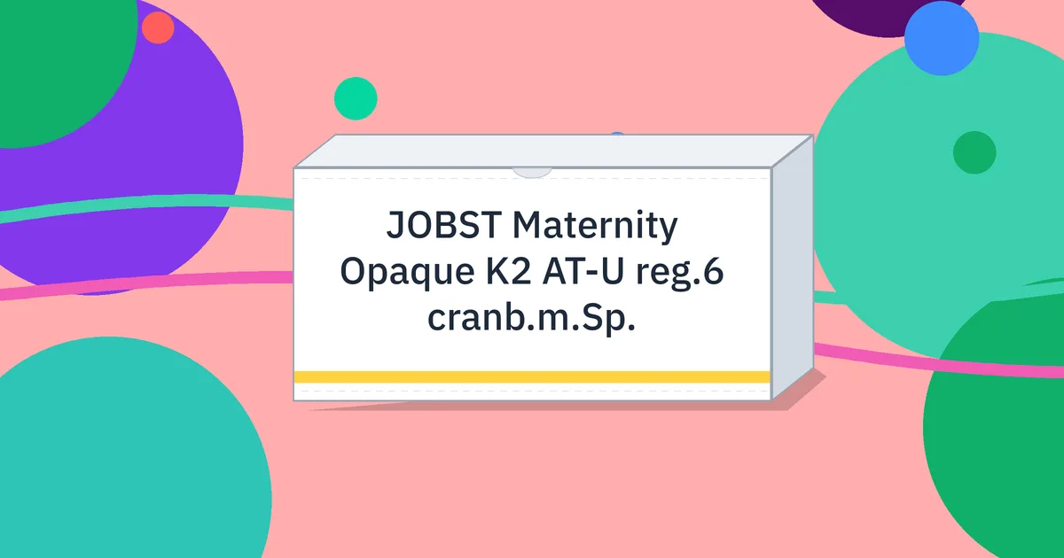 Symbolbild: Packung mit der Aufschrift JOBST Maternity Opaque K2 AT-U reg.6 cranb.m.Sp. (PZN 15858711) – Verfügbarkeit und Bezug in Apotheken in Frankfurt am Main