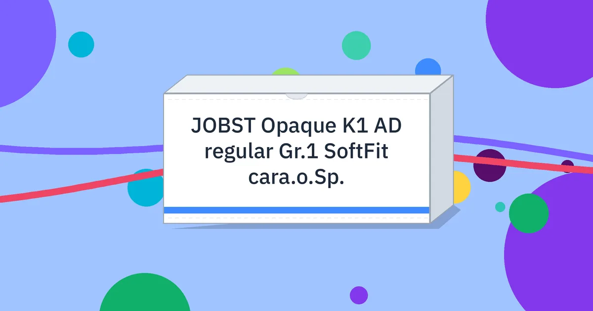 Symbolbild: Packung mit der Aufschrift JOBST Opaque K1 AD regular Gr.1 SoftFit cara.o.Sp. (PZN 13082896) – Verfügbarkeit und Bezug in Apotheken in Frankfurt am Main