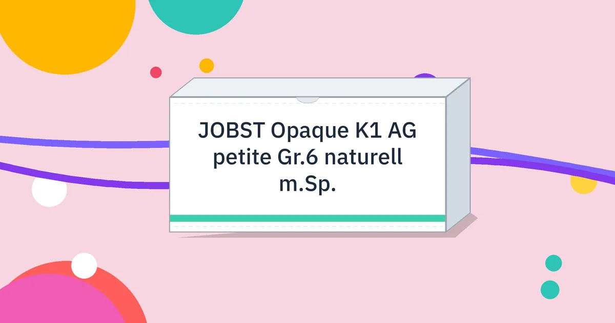 Symbolbild: Packung mit der Aufschrift JOBST Opaque K1 AG petite Gr.6 naturell m.Sp. (PZN 13085328) – Verfügbarkeit und Bezug in Apotheken in Frankfurt am Main
