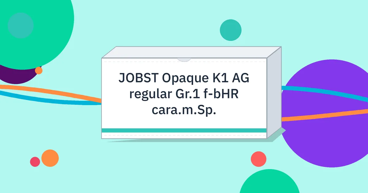 Symbolbild: Packung mit der Aufschrift JOBST Opaque K1 AG regular Gr.1 f-bHR cara.m.Sp. (PZN 13090536) – Verfügbarkeit und Bezug in Apotheken in Frankfurt am Main