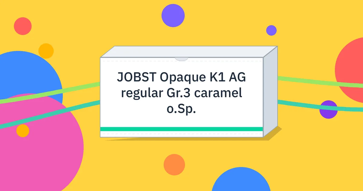 Symbolbild: Packung mit der Aufschrift JOBST Opaque K1 AG regular Gr.3 caramel o.Sp. (PZN 13094296) – Verfügbarkeit und Bezug in Apotheken in Frankfurt am Main