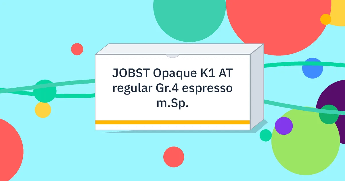 Symbolbild: Packung mit der Aufschrift JOBST Opaque K1 AT regular Gr.4 espresso m.Sp. (PZN 16275408) – Verfügbarkeit und Bezug in Apotheken in Frankfurt am Main