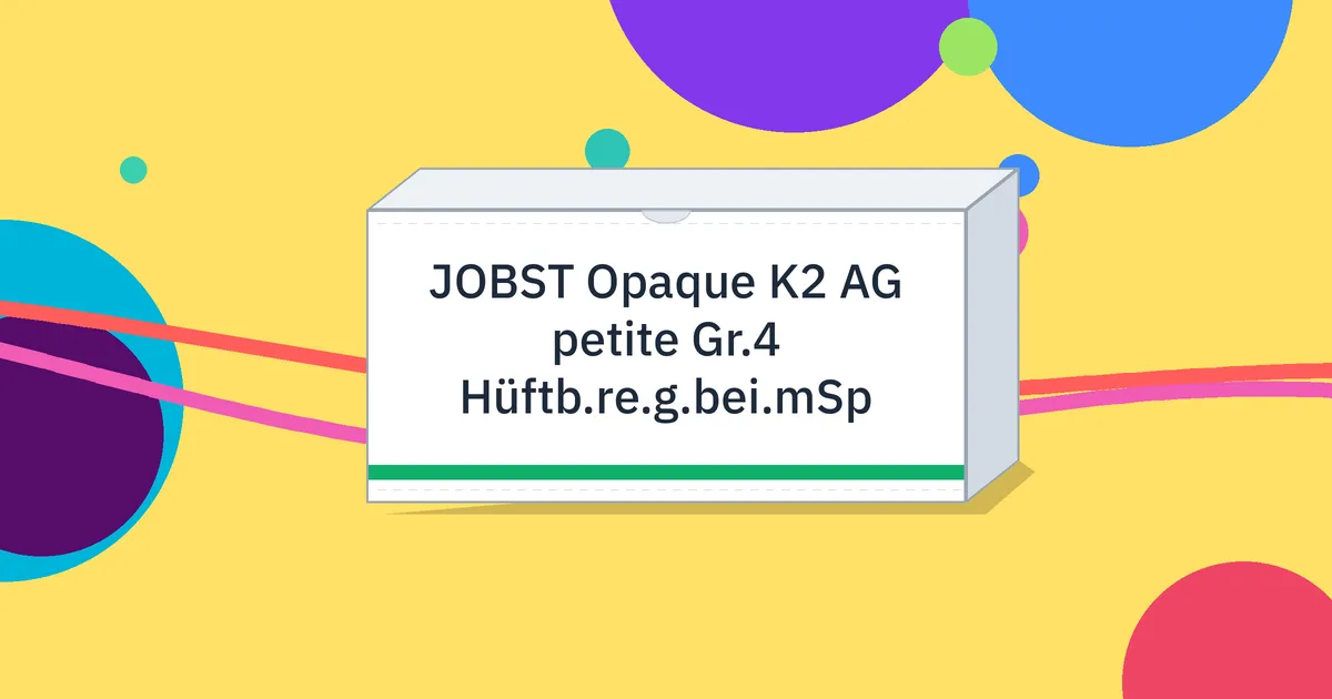 Symbolbild: Packung mit der Aufschrift JOBST Opaque K2 AG petite Gr.4 Hüftb.re.g.bei.mSp (PZN 16288032) – Verfügbarkeit und Bezug in Apotheken in Frankfurt am Main