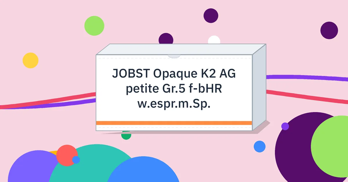 Symbolbild: Packung mit der Aufschrift JOBST Opaque K2 AG petite Gr.5 f-bHR w.espr.m.Sp. (PZN 16285772) – Verfügbarkeit und Bezug in Apotheken in Frankfurt am Main
