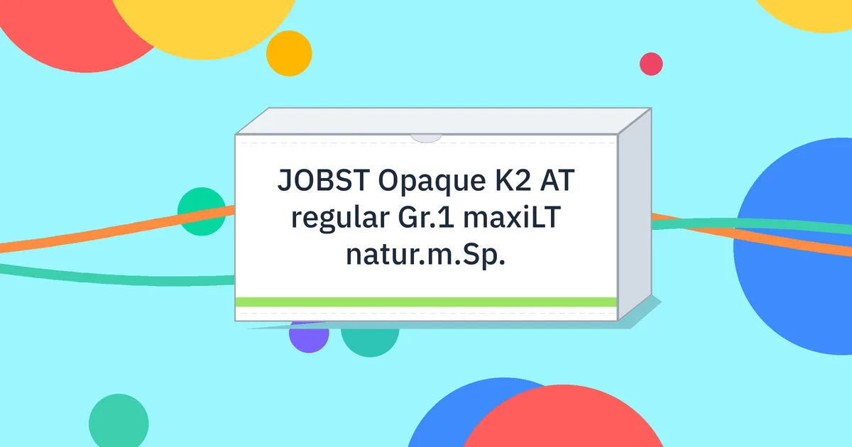 Symbolbild: Packung mit der Aufschrift JOBST Opaque K2 AT regular Gr.1 maxiLT natur.m.Sp. (PZN 13121610) – Verfügbarkeit und Bezug in Apotheken in Frankfurt am Main