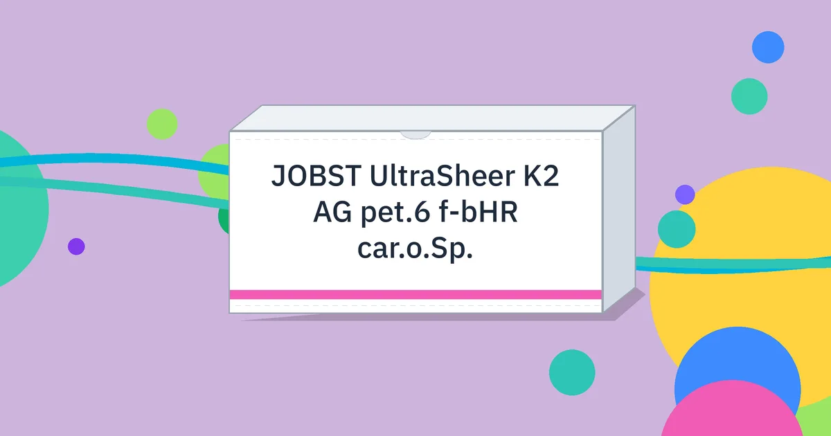 Symbolbild: Packung mit der Aufschrift JOBST UltraSheer K2 AG pet.6 f-bHR car.o.Sp. (PZN 11262944) – Verfügbarkeit und Bezug in Apotheken in Frankfurt am Main