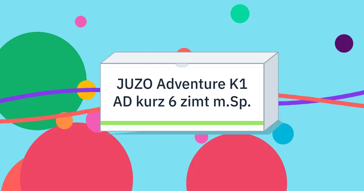 Symbolbild: Packung mit der Aufschrift JUZO Adventure K1 AD kurz 6 zimt m.Sp. (PZN 16493594) – Verfügbarkeit und Bezug in Apotheken in Frankfurt am Main