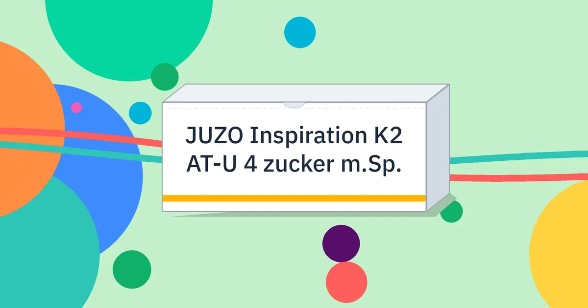 Symbolbild: Packung mit der Aufschrift JUZO Inspiration K2 AT-U 4 zucker m.Sp. (PZN 14928119) – Verfügbarkeit und Bezug in Apotheken in Frankfurt am Main