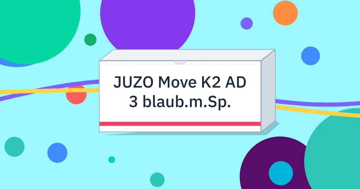 Symbolbild: Packung mit der Aufschrift JUZO Move K2 AD 3 blaub.m.Sp. (PZN 18538852) – Verfügbarkeit und Bezug in Apotheken in Frankfurt am Main