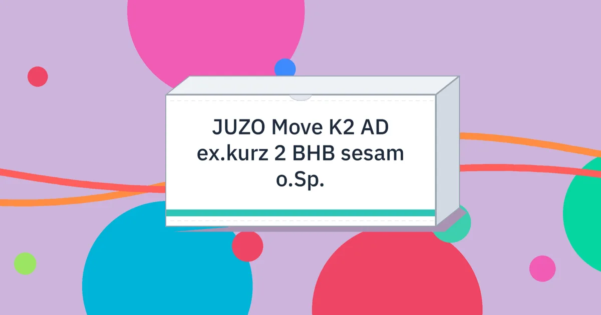 Symbolbild: Packung mit der Aufschrift JUZO Move K2 AD ex.kurz 2 BHB sesam o.Sp. (PZN 18510960) – Verfügbarkeit und Bezug in Apotheken in Frankfurt am Main