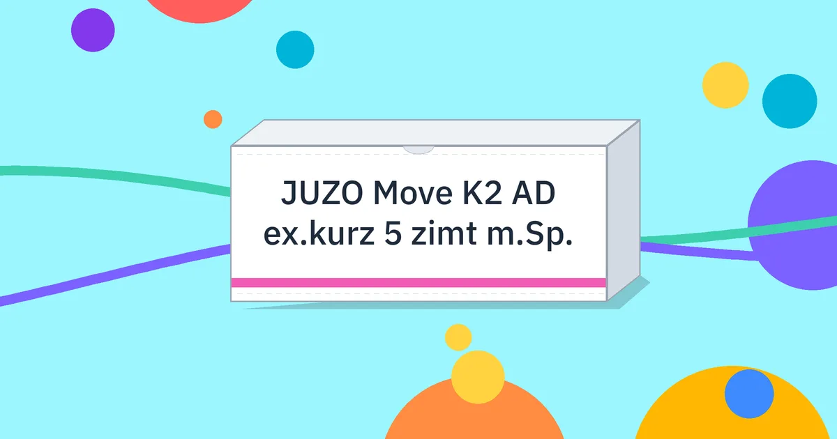 Symbolbild: Packung mit der Aufschrift JUZO Move K2 AD ex.kurz 5 zimt m.Sp. (PZN 18509833) – Verfügbarkeit und Bezug in Apotheken in Frankfurt am Main