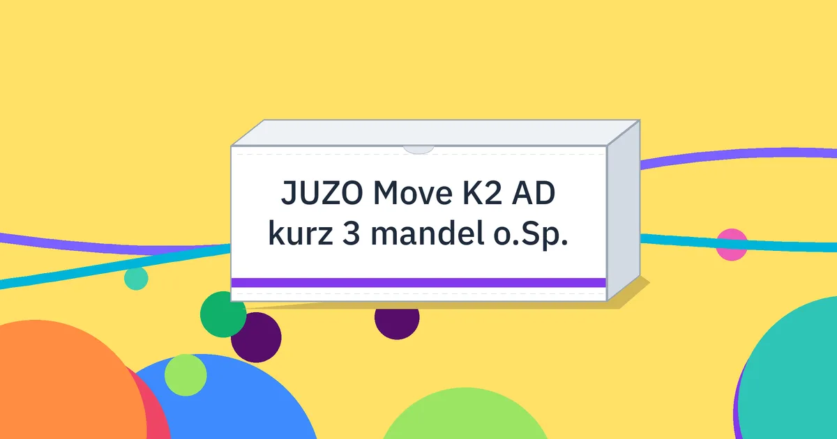 Symbolbild: Packung mit der Aufschrift JUZO Move K2 AD kurz 3 mandel o.Sp. (PZN 16342263) – Verfügbarkeit und Bezug in Apotheken in Frankfurt am Main