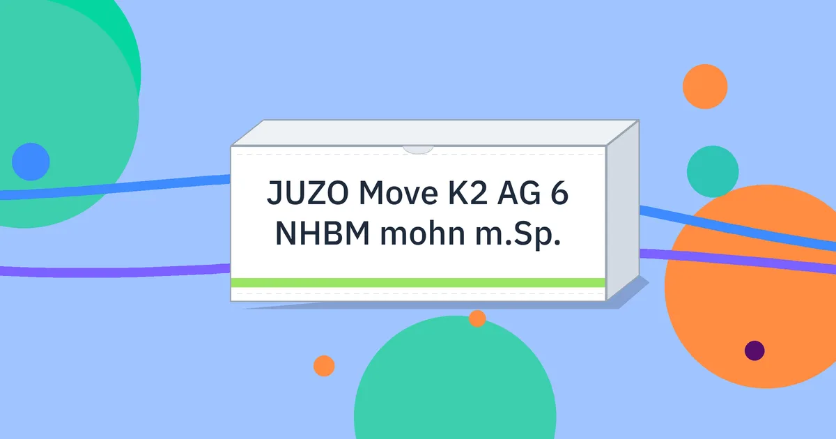 Symbolbild: Packung mit der Aufschrift JUZO Move K2 AG 6 NHBM mohn m.Sp. (PZN 18555000) – Verfügbarkeit und Bezug in Apotheken in Frankfurt am Main