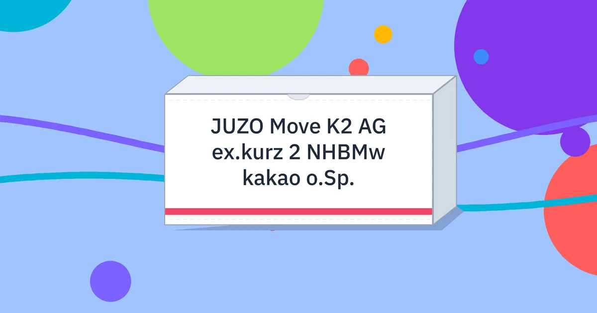 Symbolbild: Packung mit der Aufschrift JUZO Move K2 AG ex.kurz 2 NHBMw kakao o.Sp. (PZN 18565151) – Verfügbarkeit und Bezug in Apotheken in Frankfurt am Main