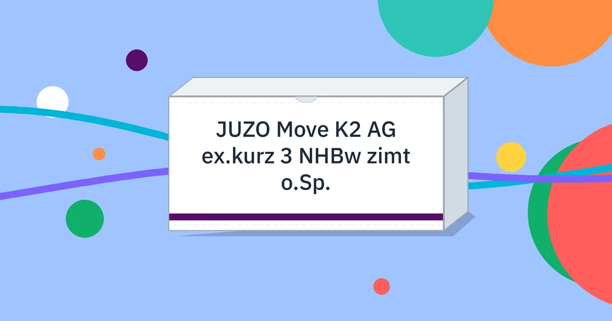 Symbolbild: Packung mit der Aufschrift JUZO Move K2 AG ex.kurz 3 NHBw zimt o.Sp. (PZN 18532973) – Verfügbarkeit und Bezug in Apotheken in Frankfurt am Main