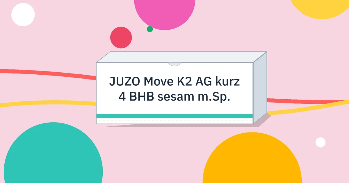Symbolbild: Packung mit der Aufschrift JUZO Move K2 AG kurz 4 BHB sesam m.Sp. (PZN 18528233) – Verfügbarkeit und Bezug in Apotheken in Frankfurt am Main