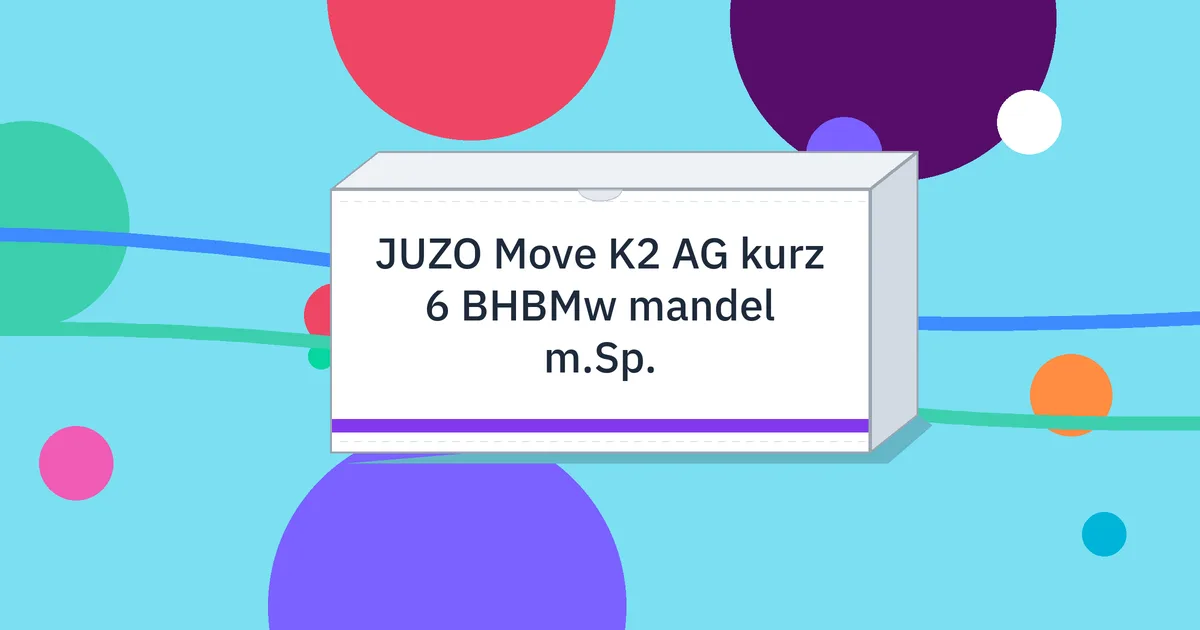 Symbolbild: Packung mit der Aufschrift JUZO Move K2 AG kurz 6 BHBMw mandel m.Sp. (PZN 16650007) – Verfügbarkeit und Bezug in Apotheken in Frankfurt am Main