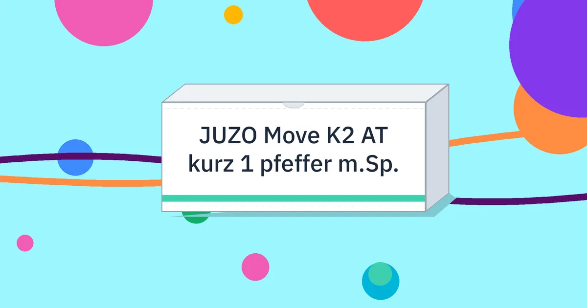 Symbolbild: Packung mit der Aufschrift JUZO Move K2 AT kurz 1 pfeffer m.Sp. (PZN 20673652) – Verfügbarkeit und Bezug in Apotheken in Frankfurt am Main