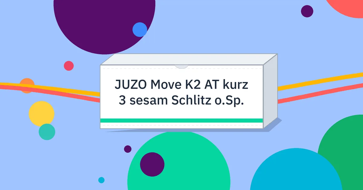 Symbolbild: Packung mit der Aufschrift JUZO Move K2 AT kurz 3 sesam Schlitz o.Sp. (PZN 20676432) – Verfügbarkeit und Bezug in Apotheken in Frankfurt am Main