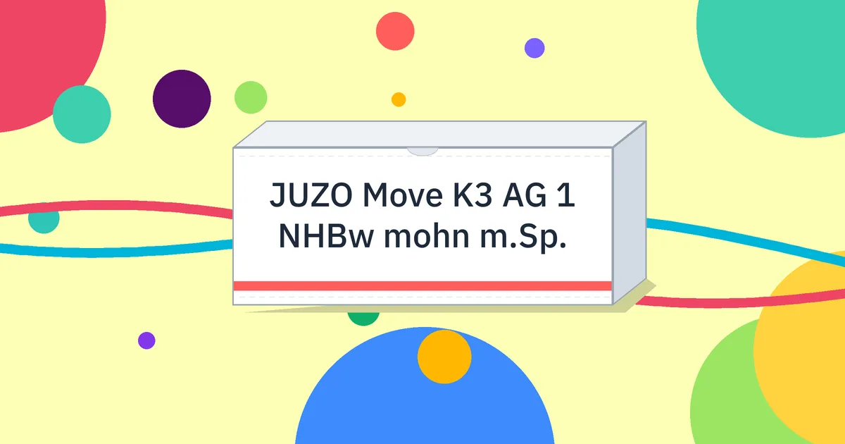 Symbolbild: Packung mit der Aufschrift JUZO Move K3 AG 1 NHBw mohn m.Sp. (PZN 18586360) – Verfügbarkeit und Bezug in Apotheken in Frankfurt am Main