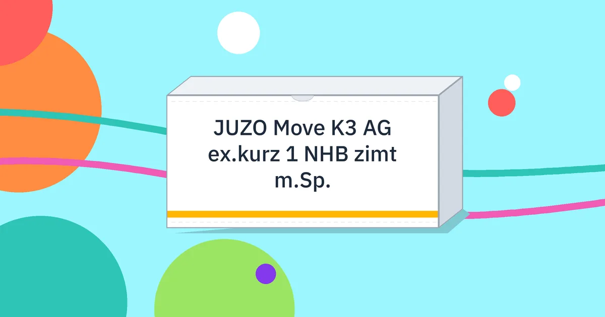 Symbolbild: Packung mit der Aufschrift JUZO Move K3 AG ex.kurz 1 NHB zimt m.Sp. (PZN 18583048) – Verfügbarkeit und Bezug in Apotheken in Frankfurt am Main