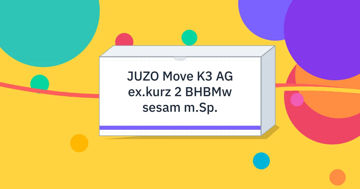 Symbolbild: Packung mit der Aufschrift JUZO Move K3 AG ex.kurz 2 BHBMw sesam m.Sp. (PZN 18584243) – Verfügbarkeit und Bezug in Apotheken in Frankfurt am Main