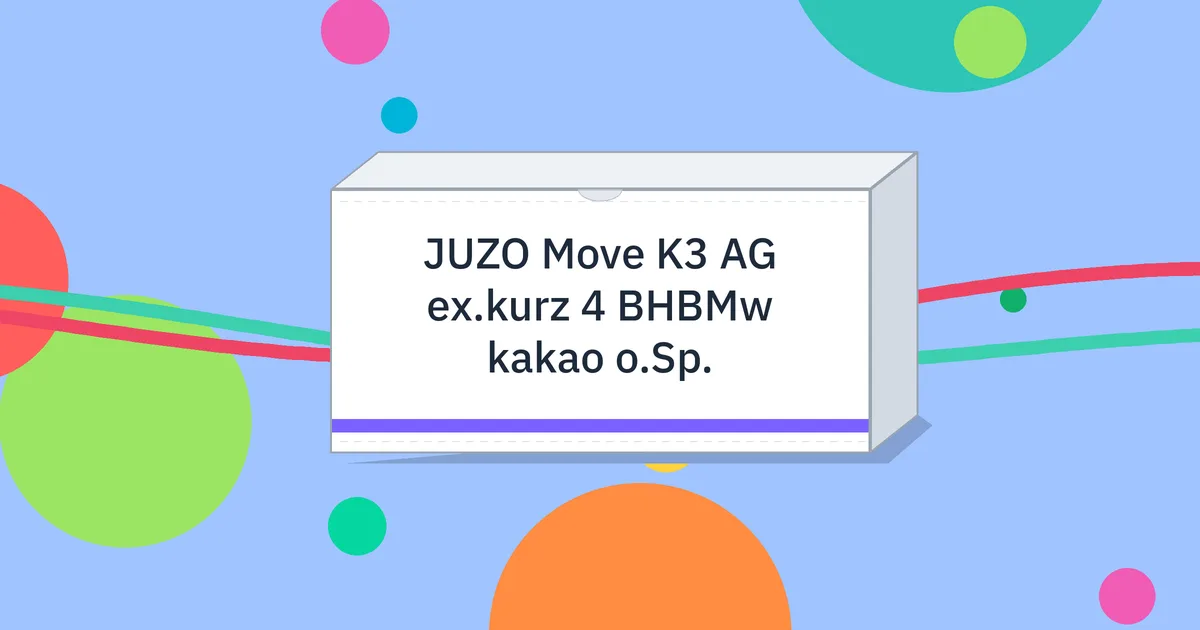 Symbolbild: Packung mit der Aufschrift JUZO Move K3 AG ex.kurz 4 BHBMw kakao o.Sp. (PZN 18598185) – Verfügbarkeit und Bezug in Apotheken in Frankfurt am Main