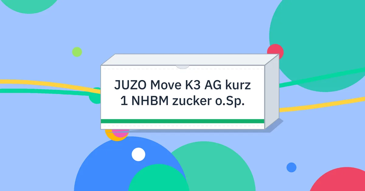 Symbolbild: Packung mit der Aufschrift JUZO Move K3 AG kurz 1 NHBM zucker o.Sp. (PZN 18580564) – Verfügbarkeit und Bezug in Apotheken in Frankfurt am Main