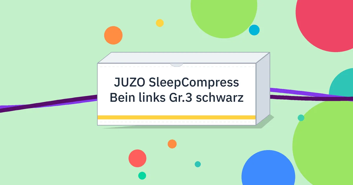 Symbolbild: Packung mit der Aufschrift JUZO SleepCompress Bein links Gr.3 schwarz (PZN 19622655) – Verfügbarkeit und Bezug in Apotheken in Frankfurt am Main
