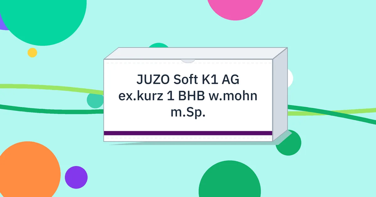 Symbolbild: Packung mit der Aufschrift JUZO Soft K1 AG ex.kurz 1 BHB w.mohn m.Sp. (PZN 14839663) – Verfügbarkeit und Bezug in Apotheken in Frankfurt am Main