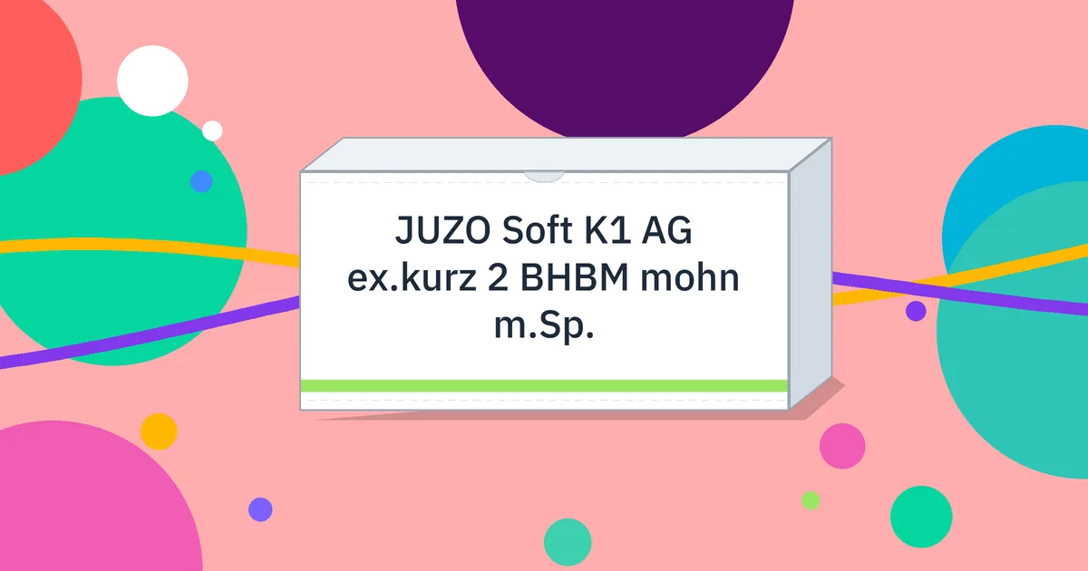 Symbolbild: Packung mit der Aufschrift JUZO Soft K1 AG ex.kurz 2 BHBM mohn m.Sp. (PZN 14856578) – Verfügbarkeit und Bezug in Apotheken in Frankfurt am Main