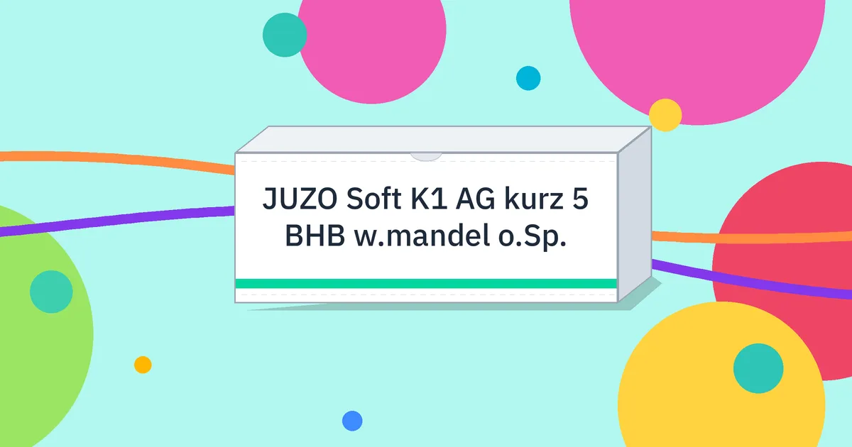Symbolbild: Packung mit der Aufschrift JUZO Soft K1 AG kurz 5 BHB w.mandel o.Sp. (PZN 14838971) – Verfügbarkeit und Bezug in Apotheken in Frankfurt am Main