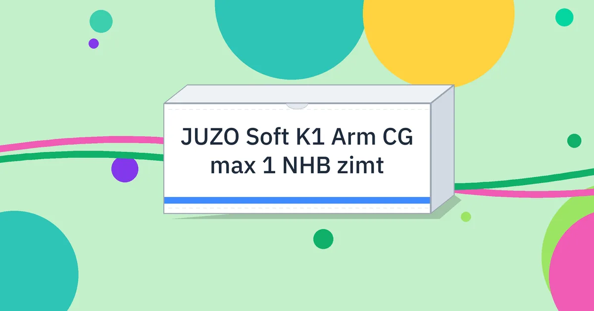 Symbolbild: Packung mit der Aufschrift JUZO Soft K1 Arm CG max 1 NHB zimt (PZN 15508796) – Verfügbarkeit und Bezug in Apotheken in Frankfurt am Main
