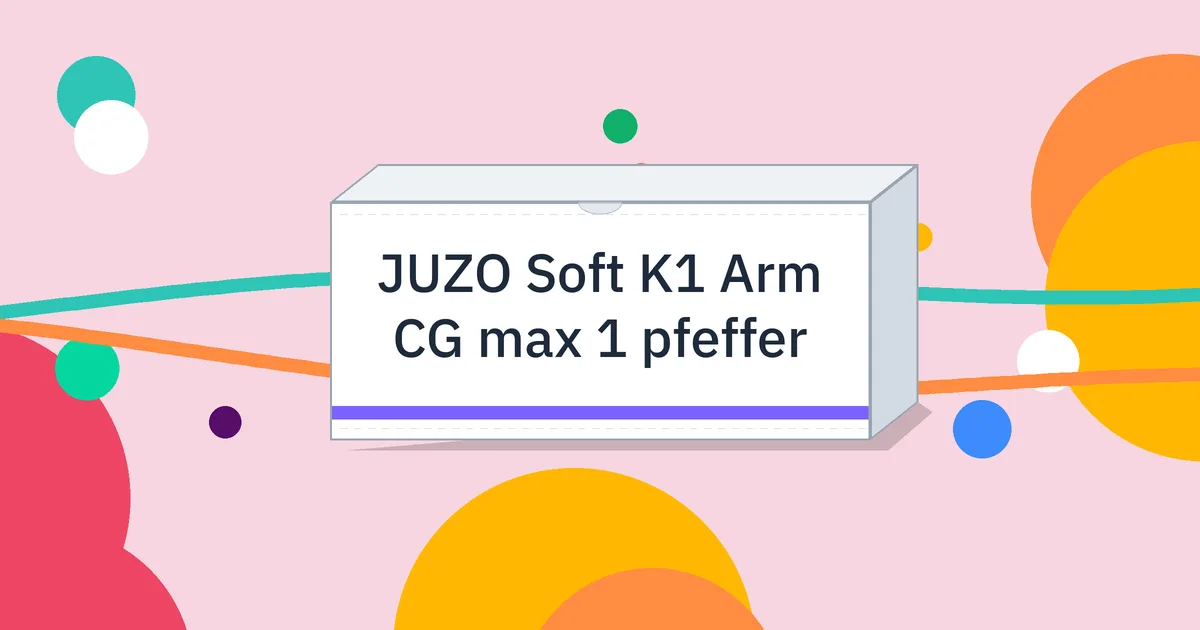 Symbolbild: Packung mit der Aufschrift JUZO Soft K1 Arm CG max 1 pfeffer (PZN 15510072) – Verfügbarkeit und Bezug in Apotheken in Frankfurt am Main