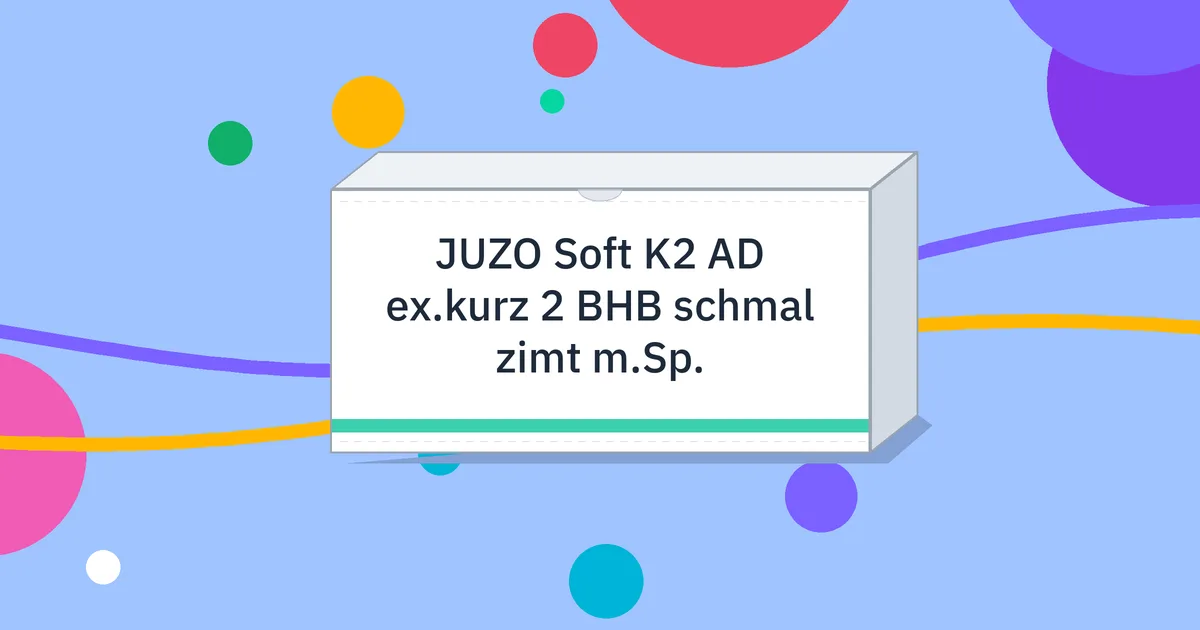 Symbolbild: Packung mit der Aufschrift JUZO Soft K2 AD ex.kurz 2 BHB schmal zimt m.Sp. (PZN 15466253) – Verfügbarkeit und Bezug in Apotheken in Frankfurt am Main