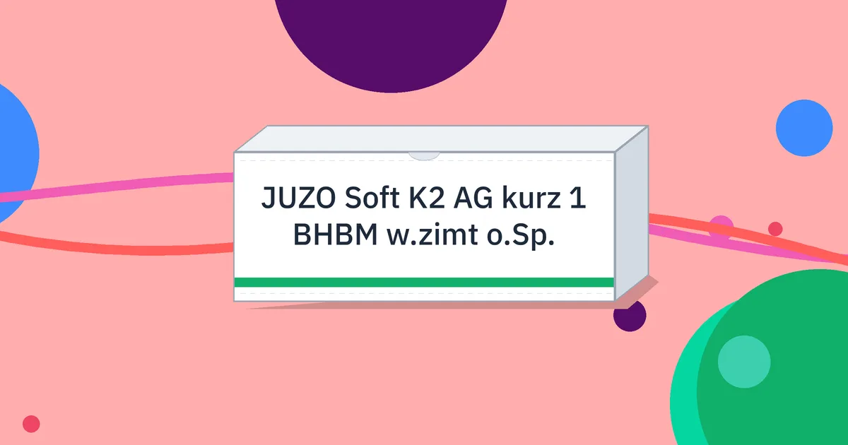 Symbolbild: Packung mit der Aufschrift JUZO Soft K2 AG kurz 1 BHBM w.zimt o.Sp. (PZN 14869345) – Verfügbarkeit und Bezug in Apotheken in Frankfurt am Main